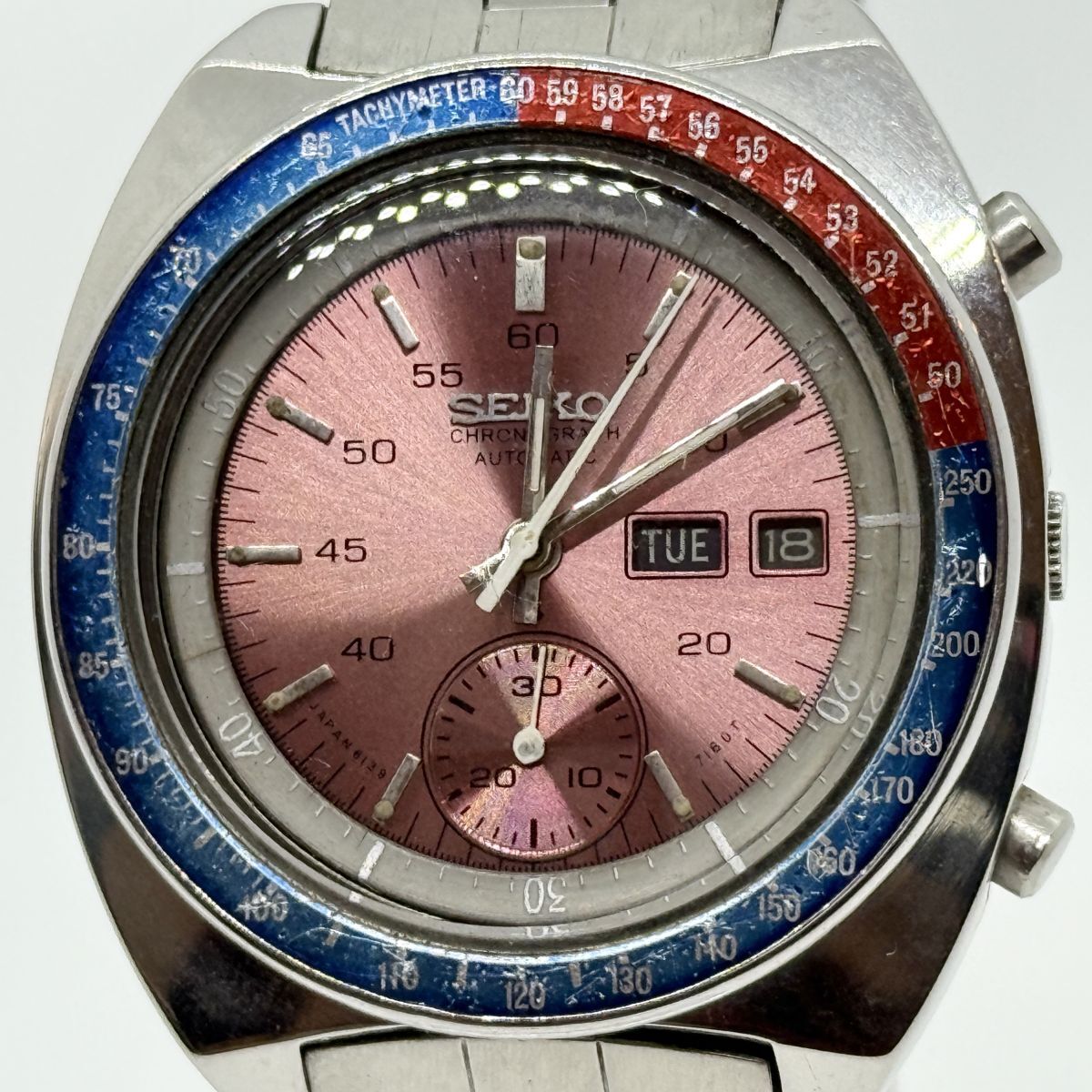 T7718 SEIKO セイコー 6139-6010 021956 オートマ ピンク文字盤 メンズ腕時計 スピードタイマー /【Buyee ...