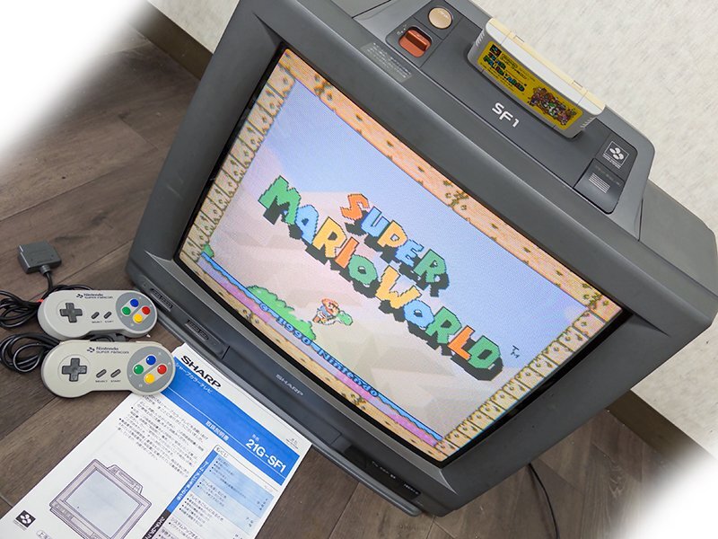 3R5940 動作品 任天堂 SHARP 21G-SF1 スーパーファミコン内臓テレビ コントローラー付属 Nintendo /【Buyee ...