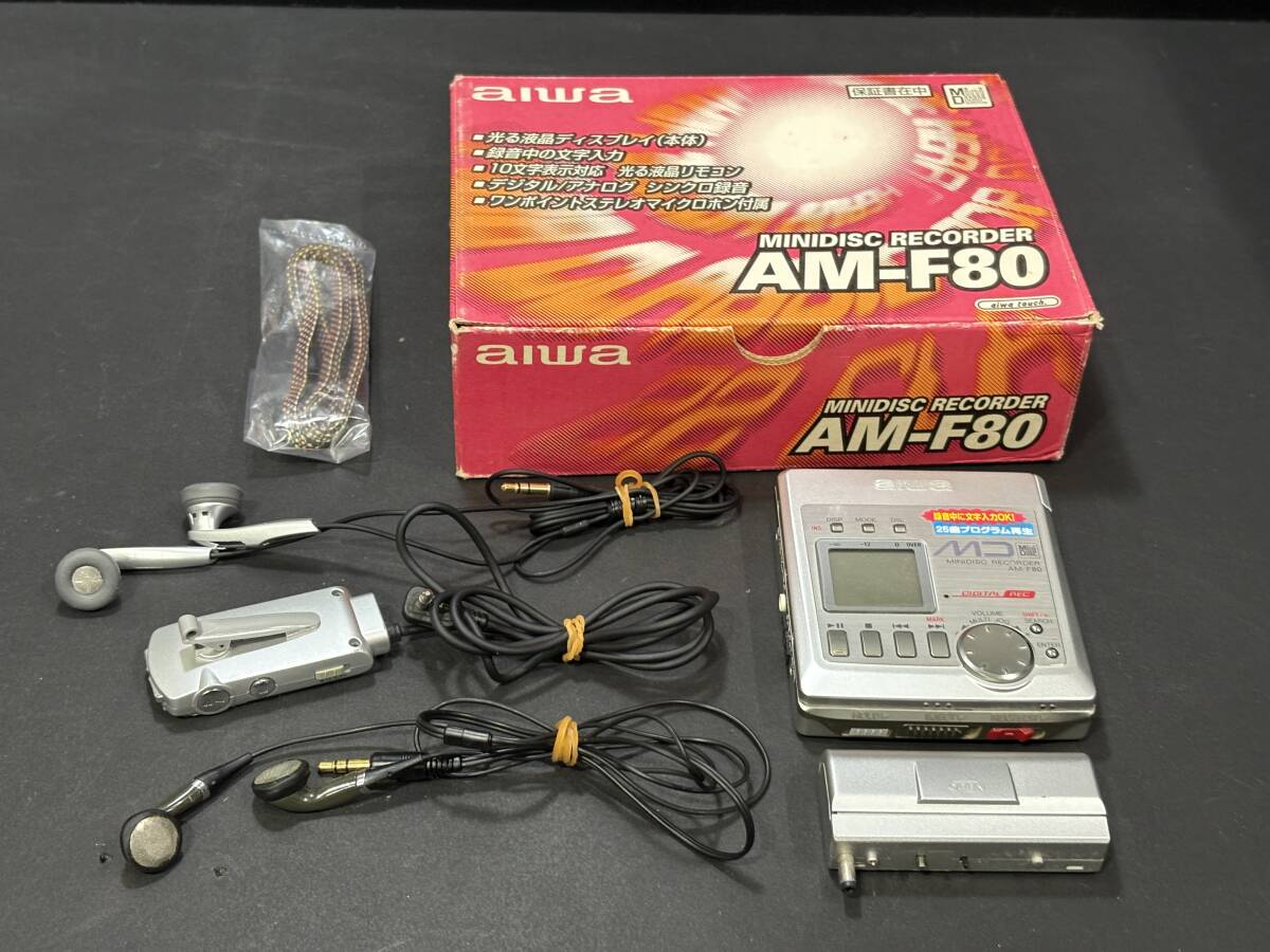 AIWA アイワ AM-F80 MINIDISC RECORDER ポータブルMDプレーヤー MDレコーダー 付属品/外箱付き オーディオ機器 ...
