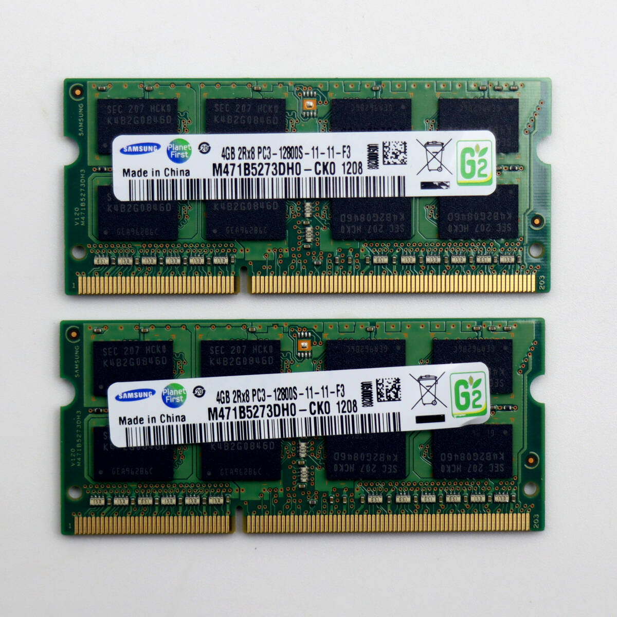 SAMSUNG 2Rx8 PC3-12800S 【4GB×2枚組=8GB】DDR3 ノートPC用 メモリ 204ピン DDR3-1600 ...