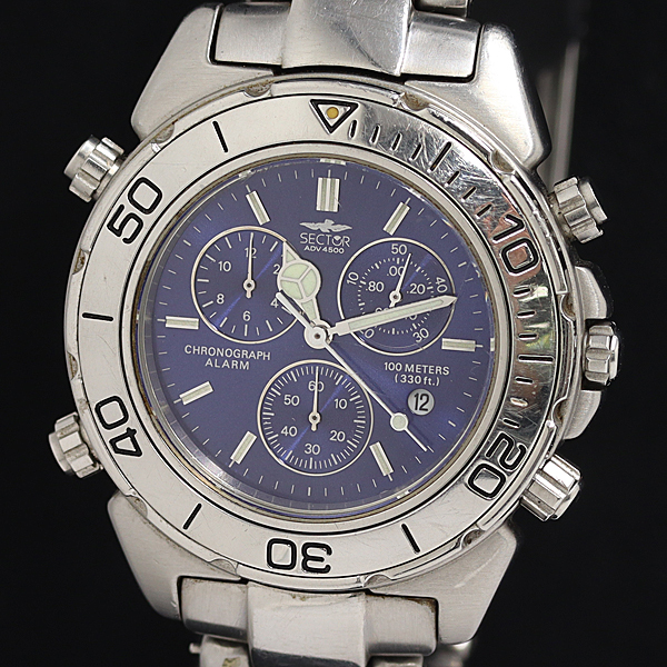 1円 稼働 セクター クロノグラフ ADV-4500 QZ ブルー文字盤 メンズ腕時計 0594000 9ERT SMZ /【Buyee ...