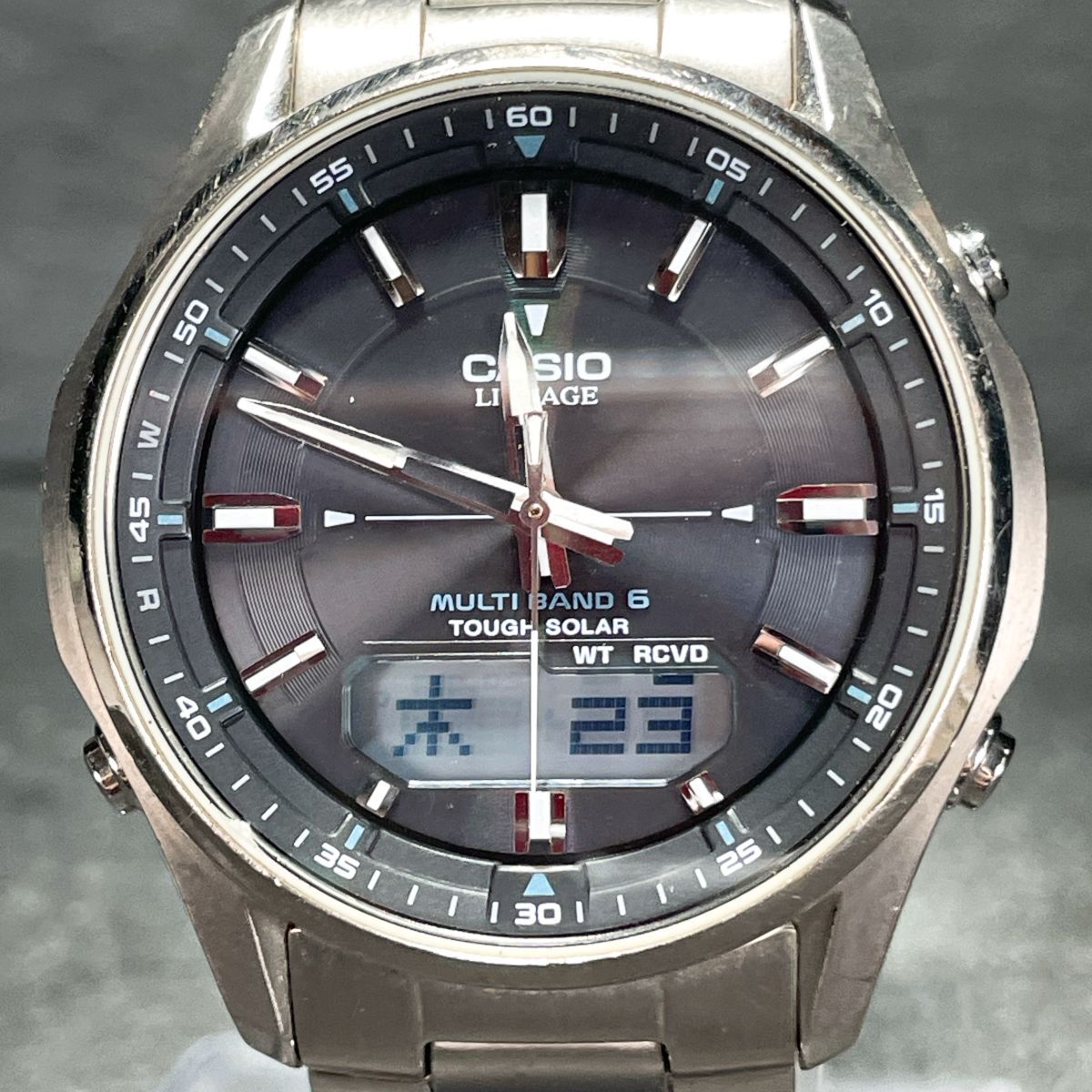 美品 CASIO カシオ LINEAGE リニエージ マルチバンド6 LCW-M100T 腕時計 アナデジ 電波ソーラー タフソーラー 多機能 ...