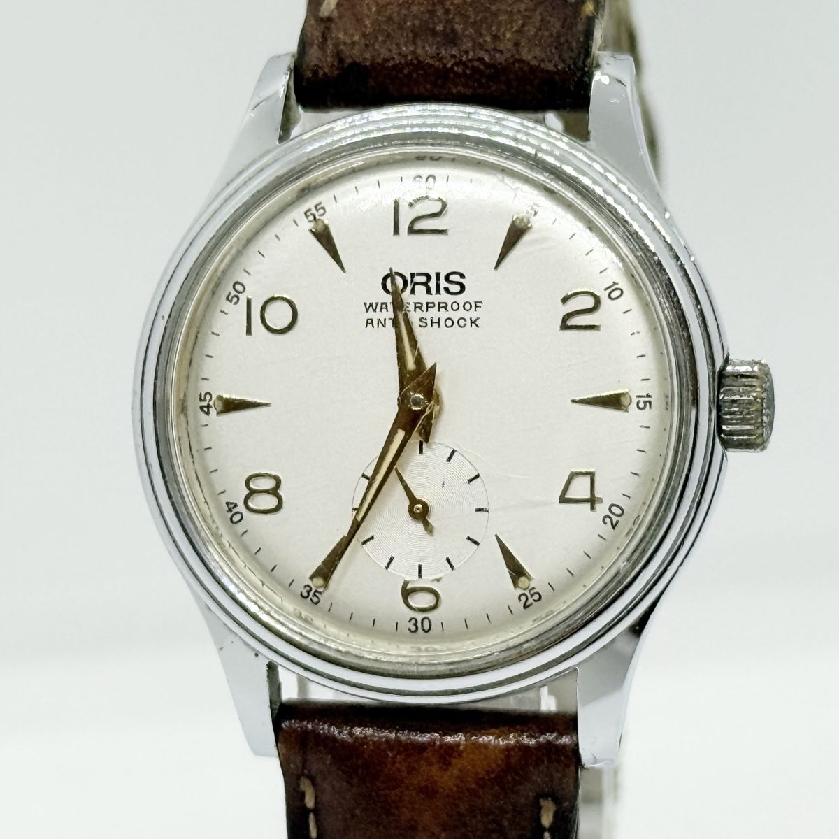 T8391 ヴィンテージ ORIS オリス 7249 ANTI-SHOCK スモセコ アンティーク 手巻き メンズ 時計 ゴールドカラー ...
