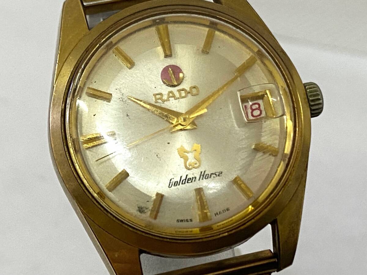 RADO ラドー Golden Horse ゴールデンホース 社外ベルト 社外竜頭 自動巻き メンズ 腕時計 11674/2 稼働 現状渡し ...