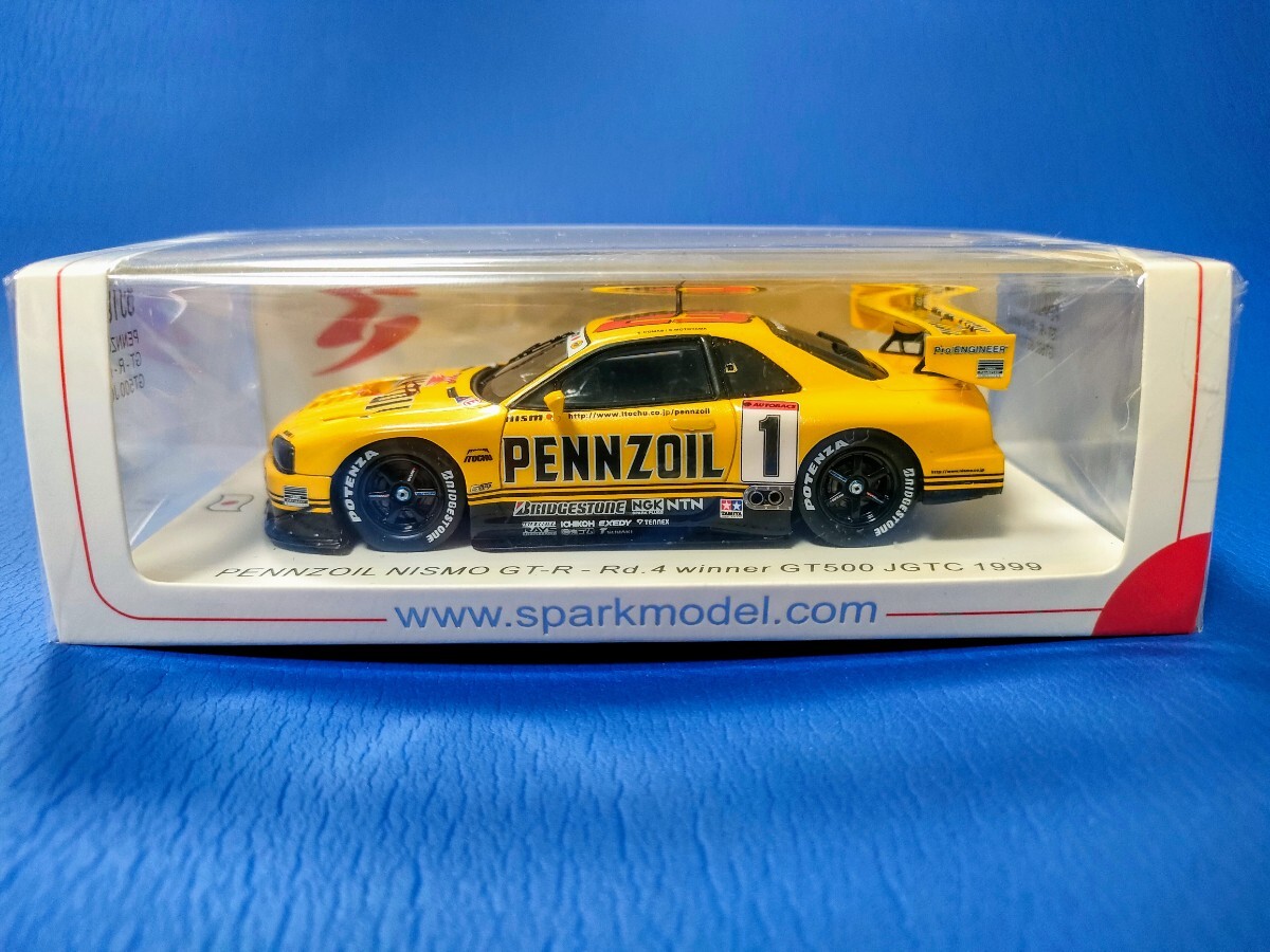 ペンズオイル ニスモ GT-R R34 #1 エリック コマス/本山 哲 1999年 JGTC GT500 スパーク 1/43 SJ163 ...
