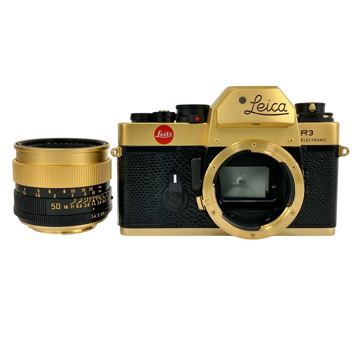 Leica R3 ERECTRONIC GOLD ボディ SUMMILUX-R 1:1.4/50mm レンズセット 一眼レフ フィルムカメラ ...