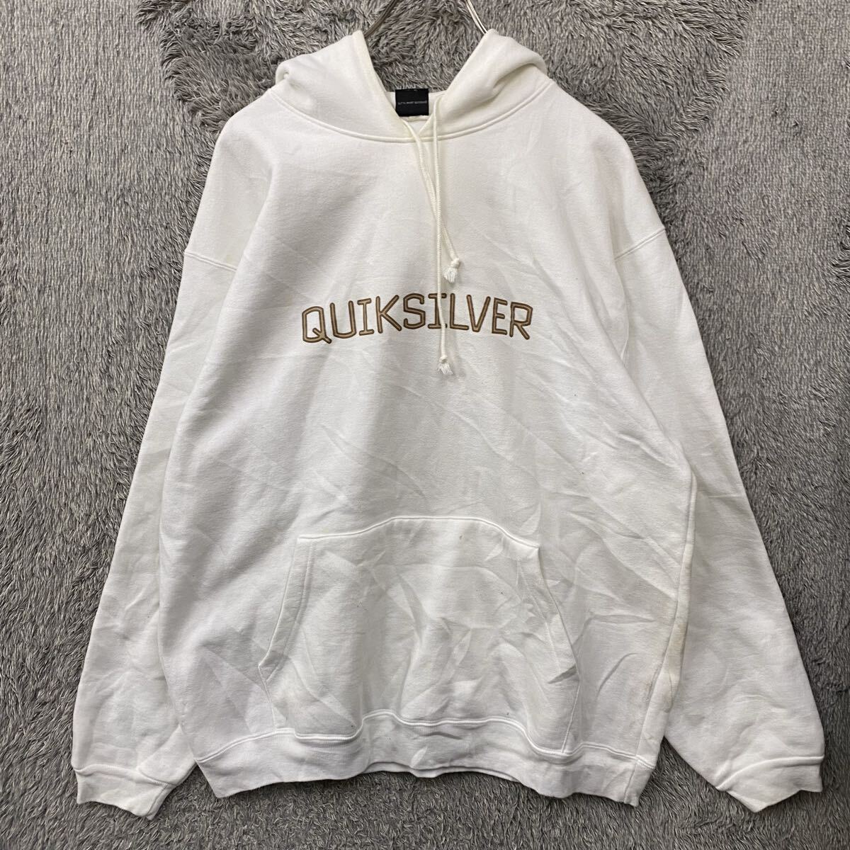 QUIKSILVER クイックシルバー パーカー プルオーバー スウェット フーディー サイズL相当 ホワイト 白 メンズ トップス 最落なし ...