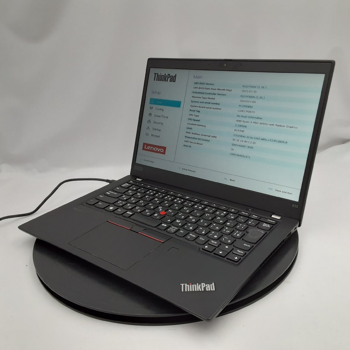 ★ジャンク★Lenovo ThinkPad X13 Gen 1 [Ryzen 5 PRO 4650U 8GB SSD 256GB 13.3 ...