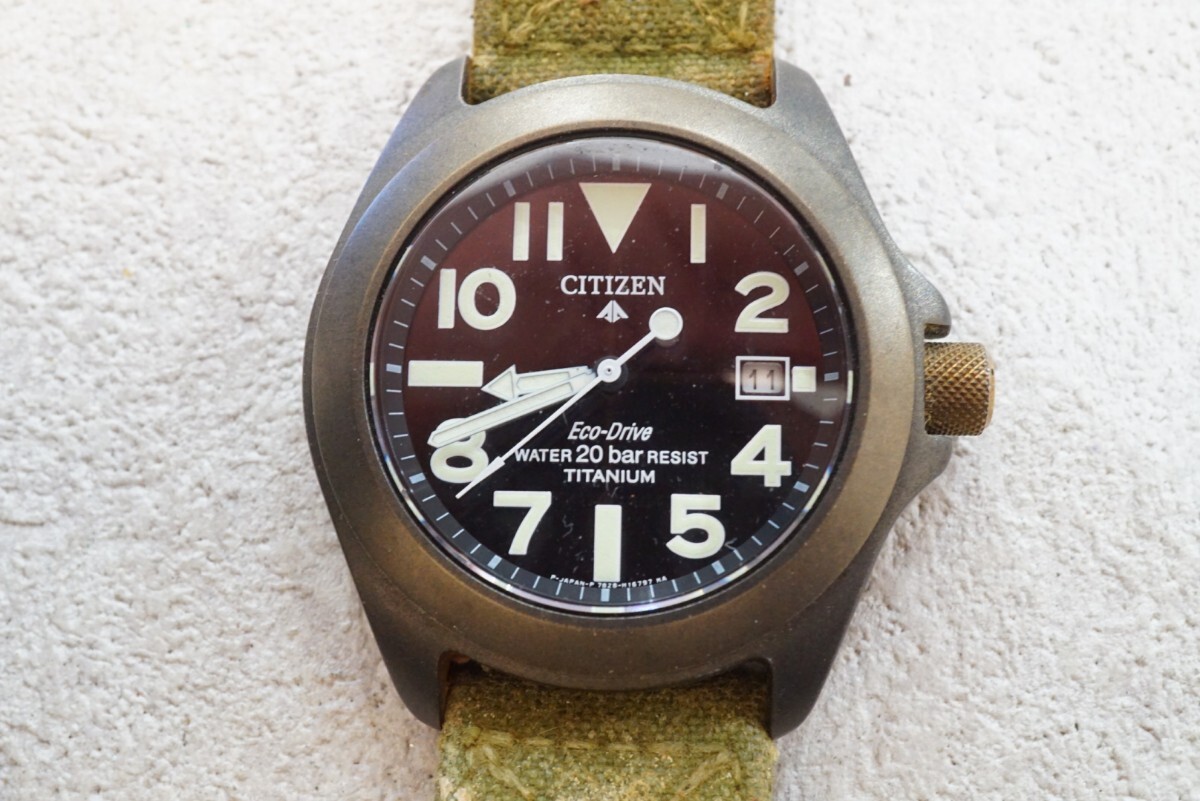 F822 CITIZEN/シチズン プロマスター Eco-Drive エコドライブ チタン メンズ 腕時計 アクセサリー ヴィンテージ ...