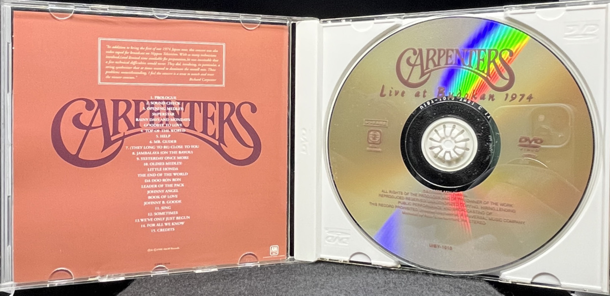 【DVD】CARPENTERS LIVE AT BUDOKAN 1974/ カーペンターズ/ライヴ・イン・ジャパン/武道館1974 ...