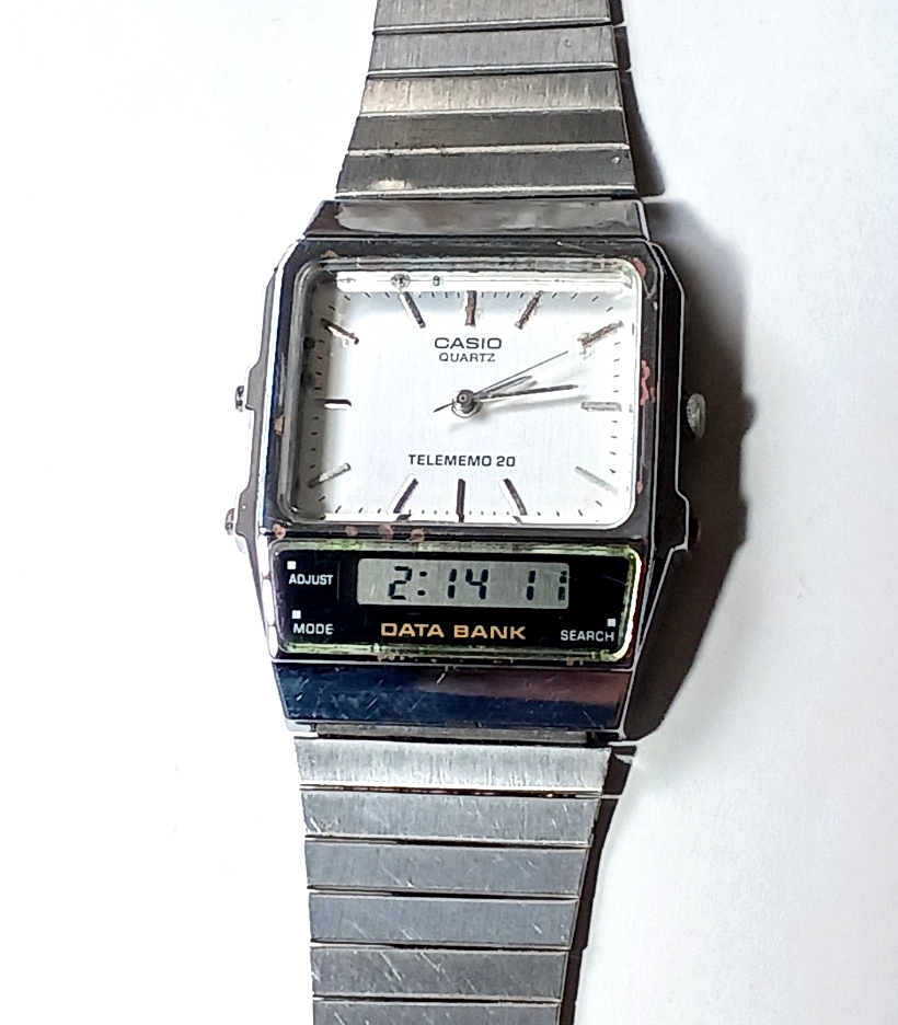 希少レア【稼働】 CASIO カシオ data bank データバンク TELEMEMO テレメモ20 デジアナ 腕時計 オールド レトロ ...