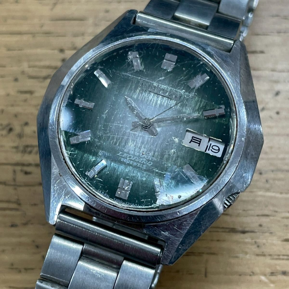ww9882 稼動品 Citizen Leopard 26900 レオパード グリーン文字盤 4-771184Y 自動巻き 腕時計 ...