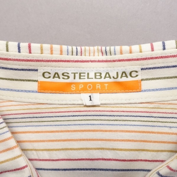 値下!USED*CASTELBAJAC SPORT/カステルバジャック スポーツ/1/S相当/日本製ストライプシャツ/長袖/刺しゅう ...