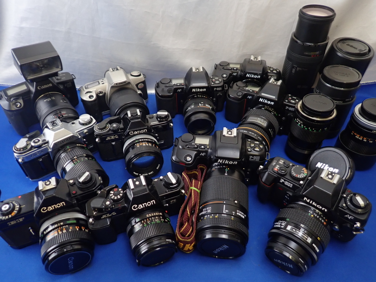 カメラ 大量まとめ フィルムカメラ NIKON ニコン Canon キャノン F-501 F-601 F-801 EF AL-1 AE-1 ...