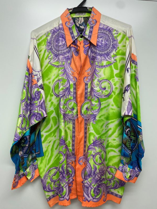 F038-O21-110 GIANNI VERSACE ジャンニ ヴェルサーチェ 長袖 シルクシャツ メデューサ 柄シャツ メンズ ユニセックス イタリア製 ① /【Buyee】 "Buyee ...