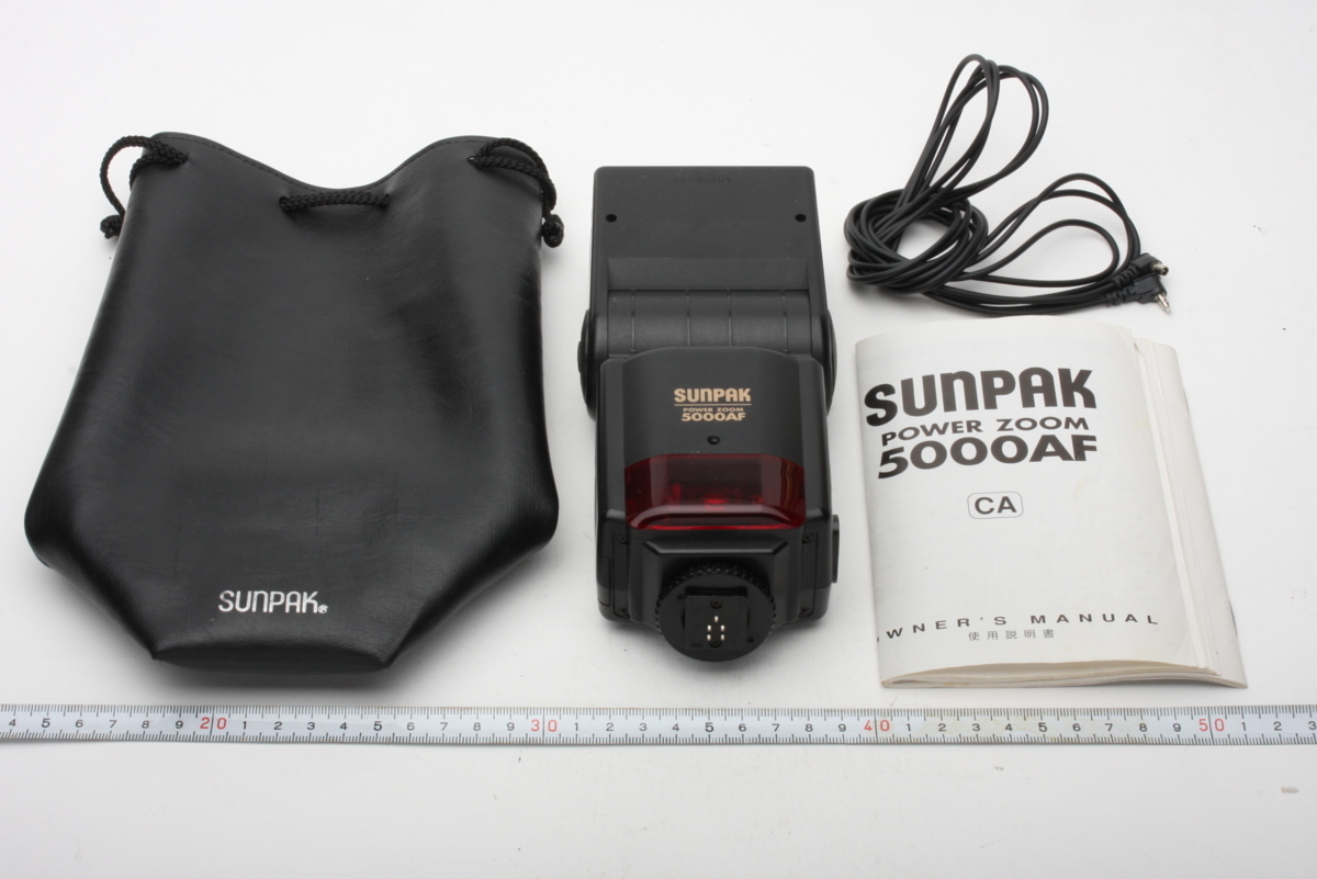 SUNPAK サンパック ストロボ キャノン AF EOS POWER ZOOM 5000AF 袋 ケーブル 説明書付 4121 ...