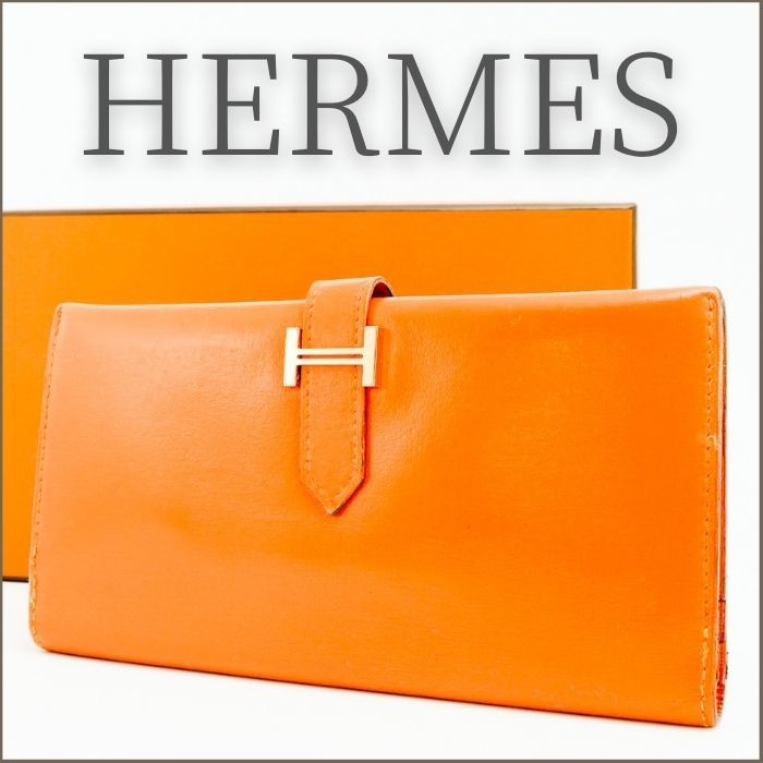 定価39万円 】HERMES エルメス ベアン ボックスカーフ 2つ折り財布 オレンジ G金具 F刻印 /【Buyee】 Buyee - Japanese Proxy Service ...