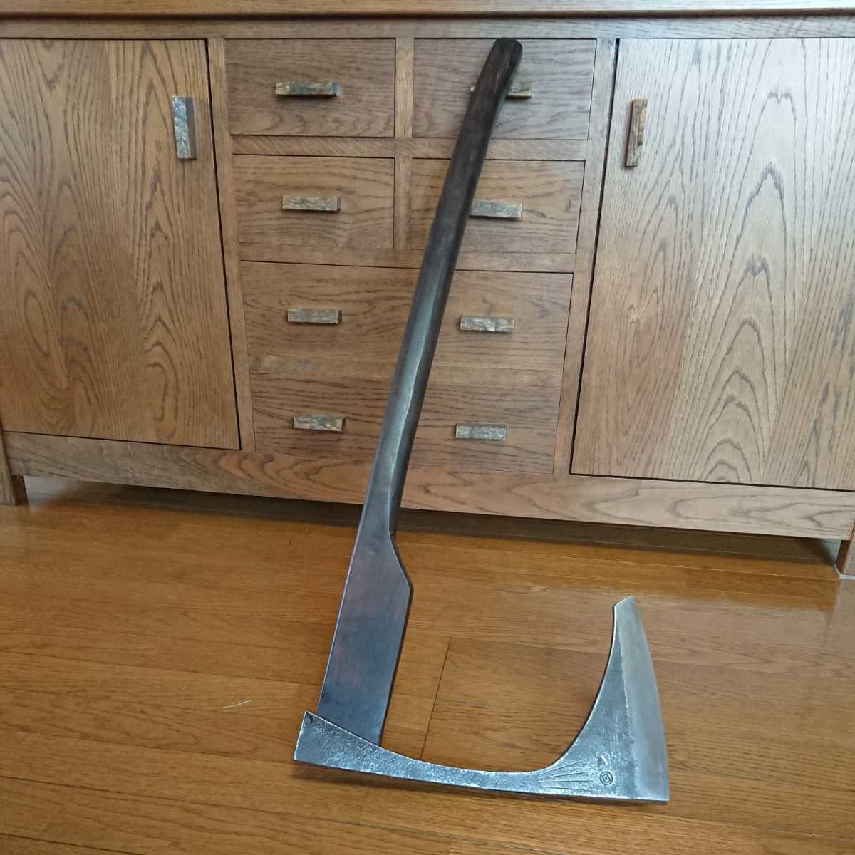 【斧】明治期 明光作 大まさかり ハビロ 3,7kg 古道具 アウトドア キャンプ 大工道具 鉞 鉋 鑿 鉈 ナイフ コレクション コレクター ...