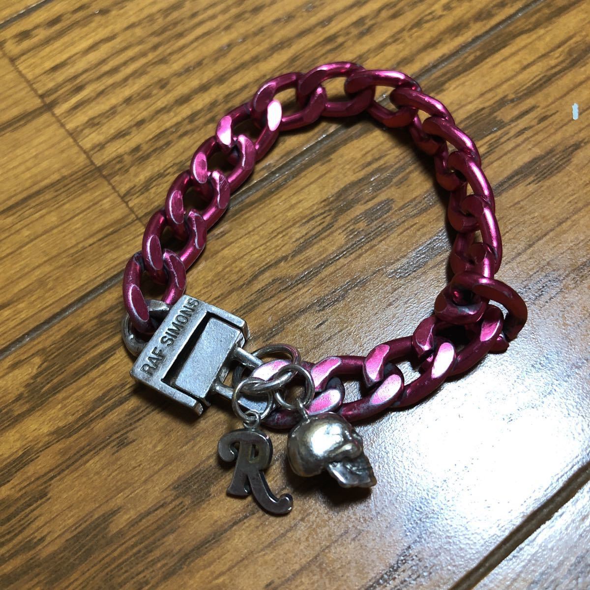 RAF SIMONS ラフシモンズ スカル Rロゴ チャーム チェーン ブレスレット R SKULL CHAIN BRACELET ドクロ ...