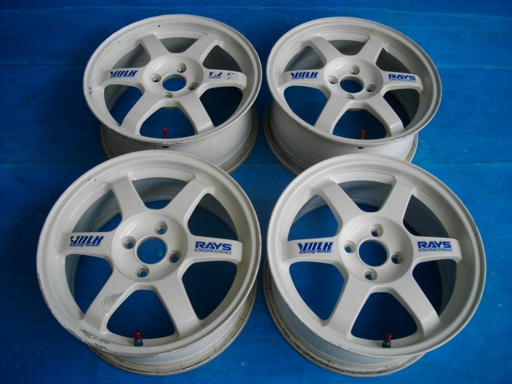 H【99】訳あり RAYS レイズ ボルクレーシング TE37 16インチ7J+42 4H PCD100 ホワイト 4本セット ジャンク 補修ベース ロードスター アクア /【Buyee ...