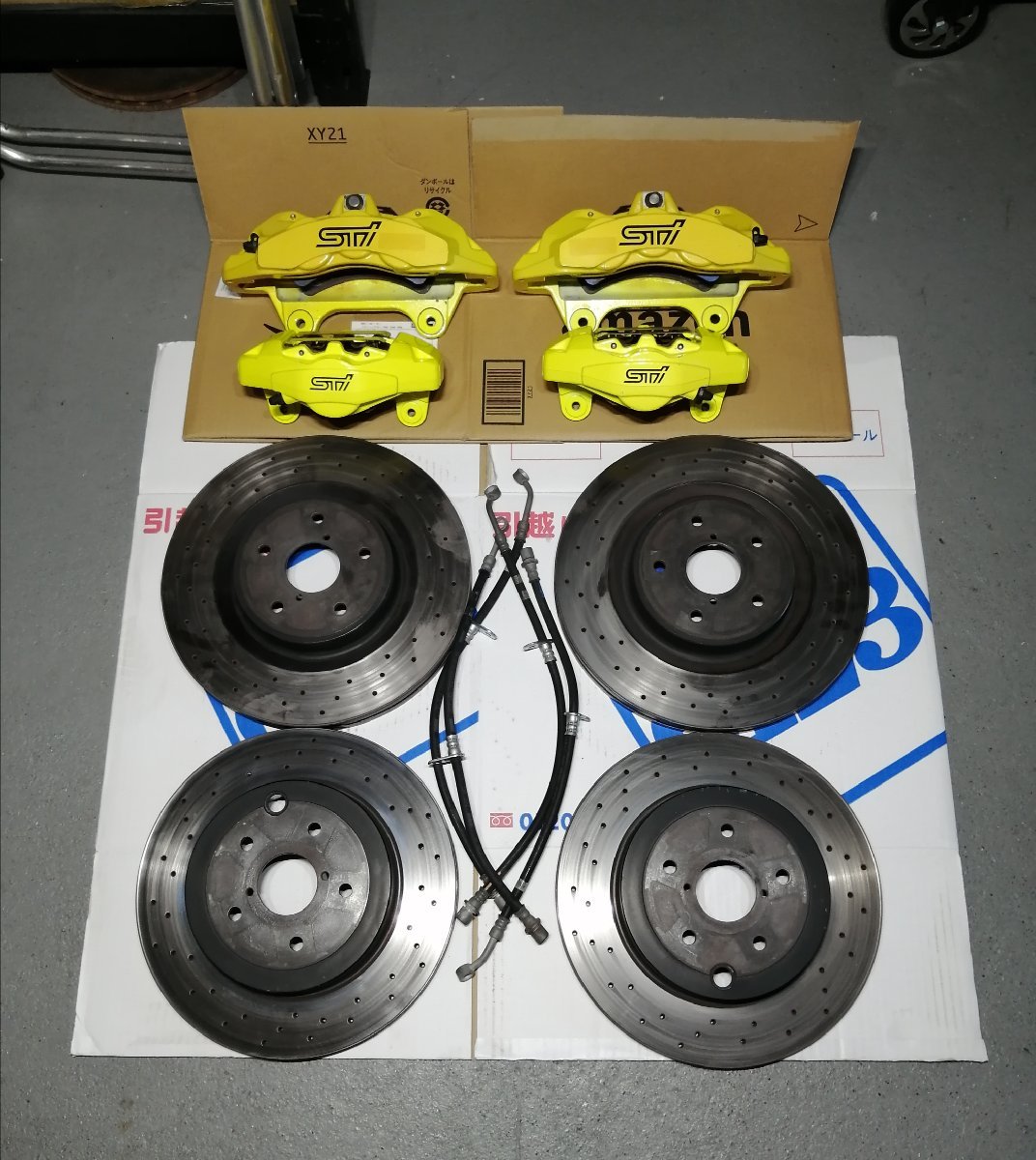 SUBARU WRX STI VAB ブレンボ フロント6POT リア2POT キャリパー ブレーキローター 一台セット 中古 美品 VAB GVB GRB GDB /【Buyee ...