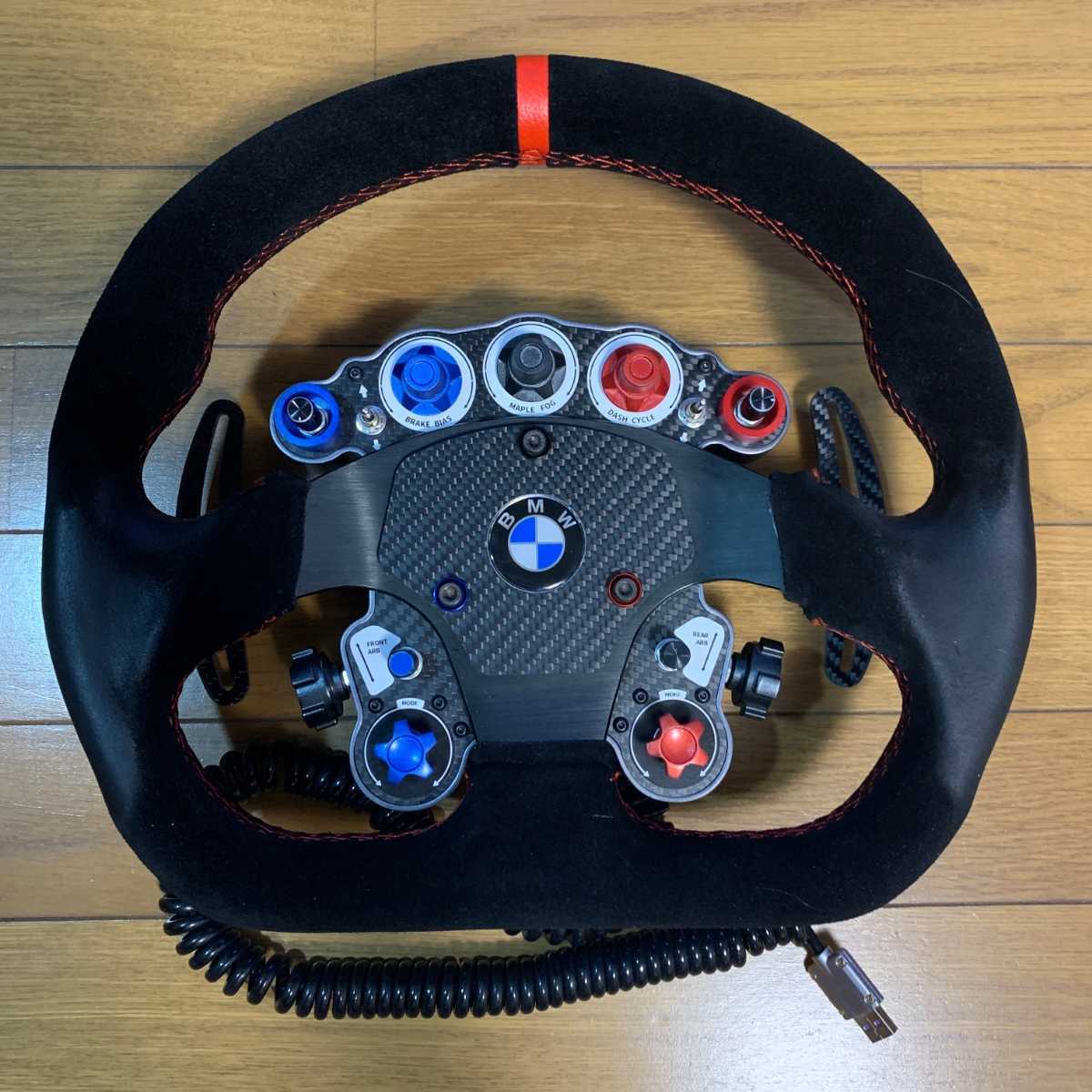 MapleFog BMW GT3 カーボン製 ステアリングホイール 磁気パドル 34入力 PCゲーム用 Fanatec Simucube Thrustmaster Simagic などに ...