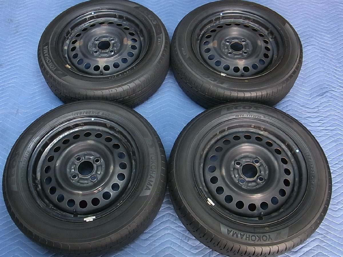 2020年製タイヤ 日産 Z12 キューブ 純正 スチールホイール 15インチ 5.5J +40 4H PCD 100 YOKOHAMA ECOS ES31 175/65R15 4本 ...