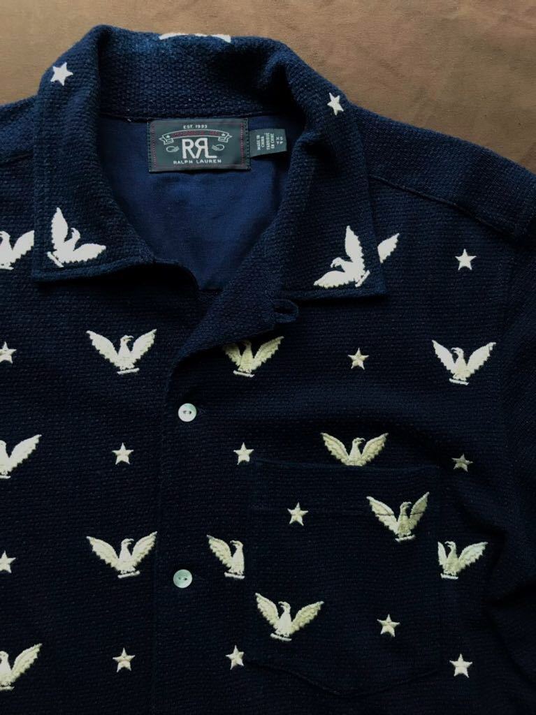 【傑作】 RRL INDIGO CAMP SHIRTS ダブルアールエル 刺し子 刺繍 インディゴ 藍染 アロハ 半袖 シャツ XS /【Buyee】