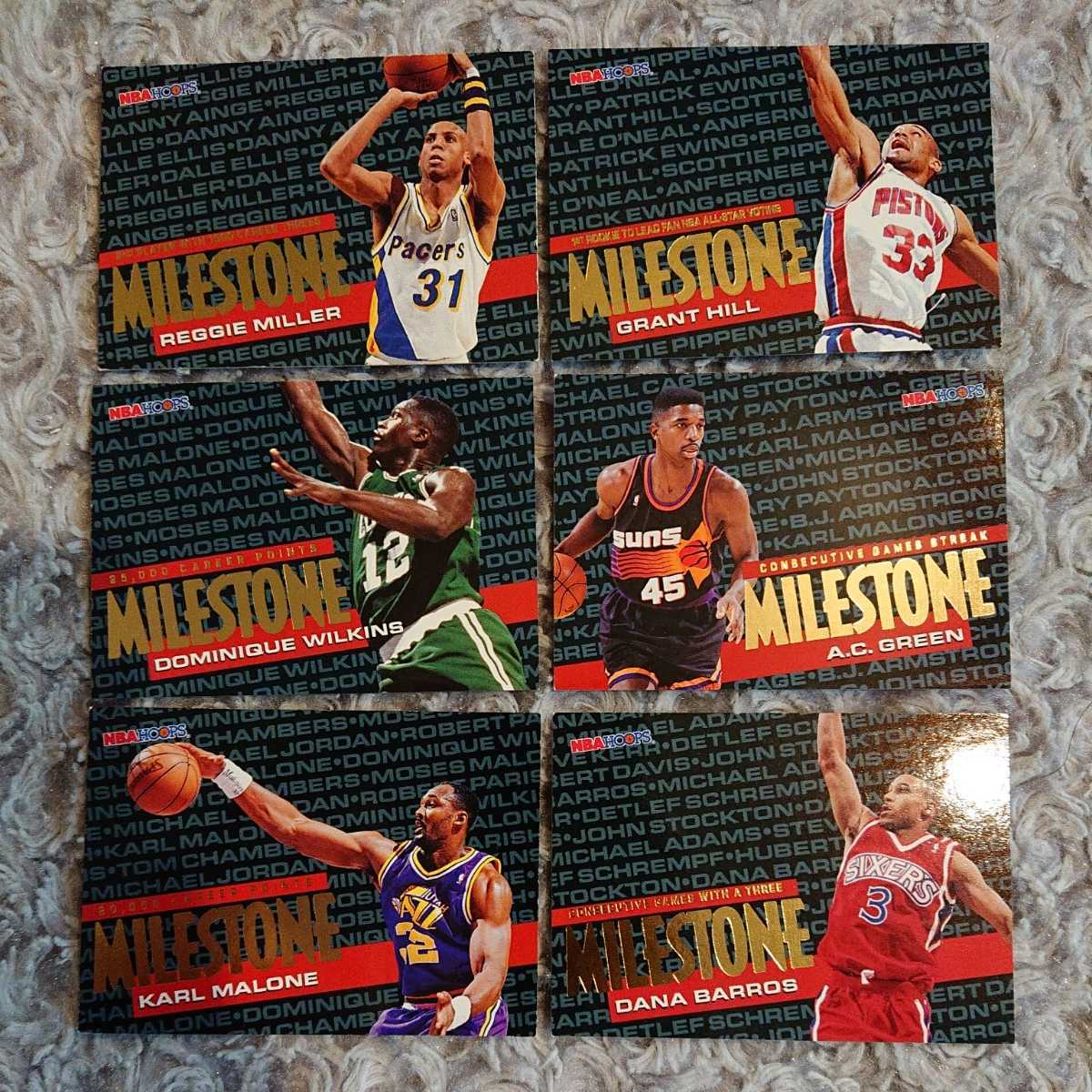HOOPS 1995 ☆ MILESTONE 6枚セット ☆ REGGIE MILLER , DOMINIQUE WILKINS , KARL ...