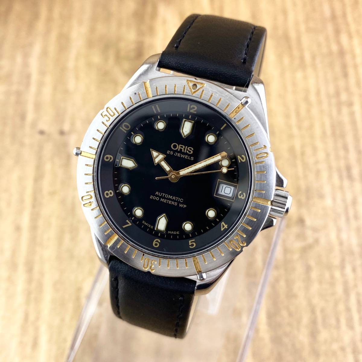 【1円〜】ORIS オリス 腕時計 メンズ AT 自動巻 7401 ダイバー ブラック文字盤 200m ラウンドフェイス 可動品 ...