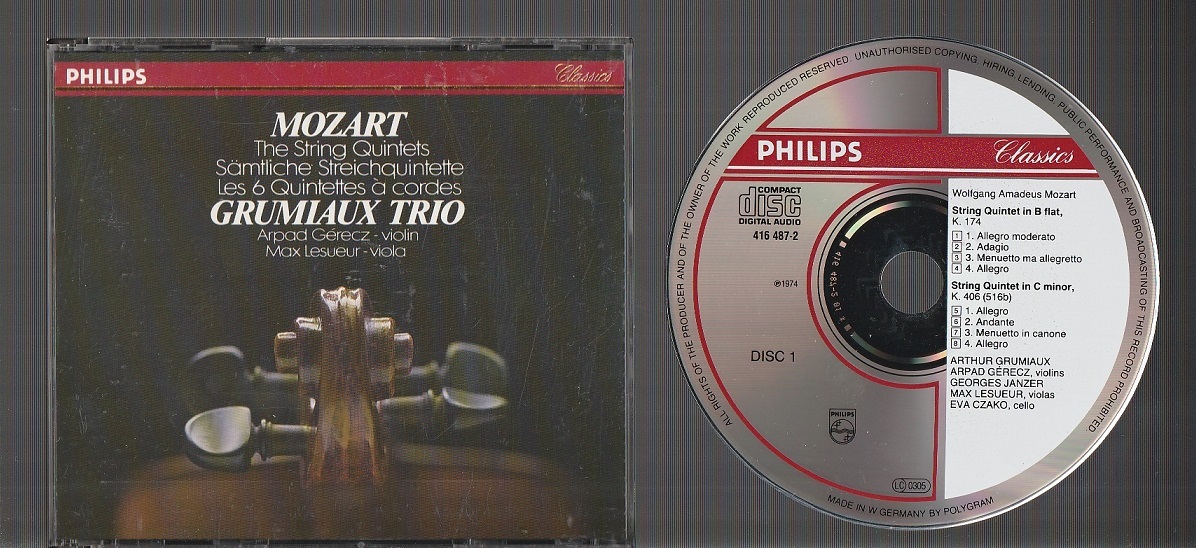即決 廃盤 グリュミオー 西独 PHILIPS モーツァルト 弦楽五重奏曲全集 3CD 輸入盤 GRUMIAUX TRIO MOZART THE STRING QUINTETS /【Buyee】