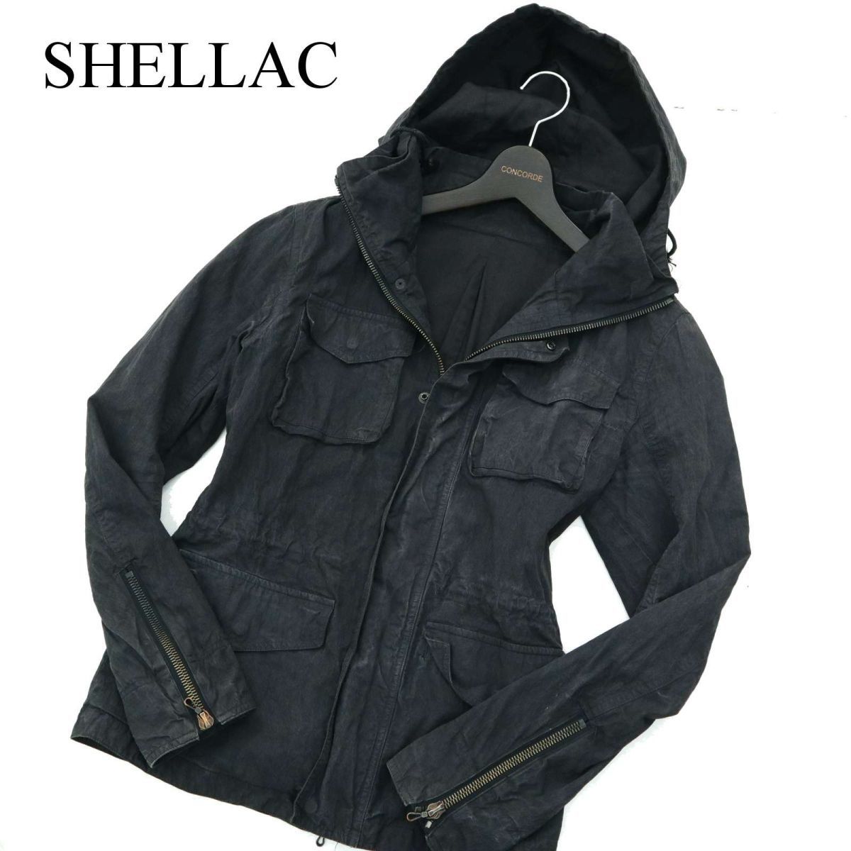 SHELLAC シェラック 通年 USED加工★ フーディー ワーク ジャケット Sz.46 メンズ 日本製 A2T14685_C#O ...