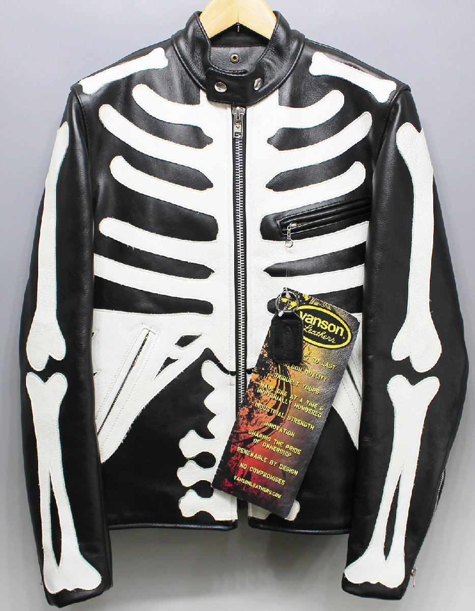 VANSON (バンソン) Type B -BONE- LEATHER JACKET / ボーン ライダースジャケット 極美品 ブラック size 36 / レザージャケット /【Buyee ...