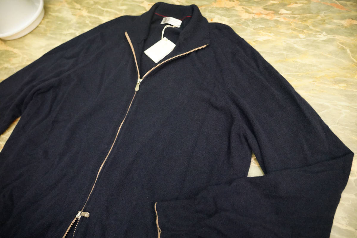 新品 ★ ブルネロ クチネリ BRUNELLO CUCINELLI 2019AW カシミア100％ ダブルジップ ニット カーディガン (58) ミッドナイトブルー ★ 上質 /【Buyee ...