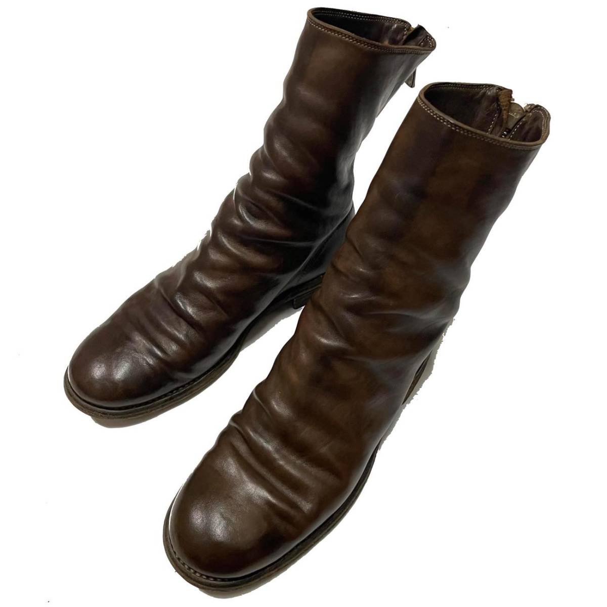 GUIDI グイディ 998 ワンピースレザーバックジップブーツ 定価172,700円 41(26cm) ホースレザー フルグレイン メンズ ...