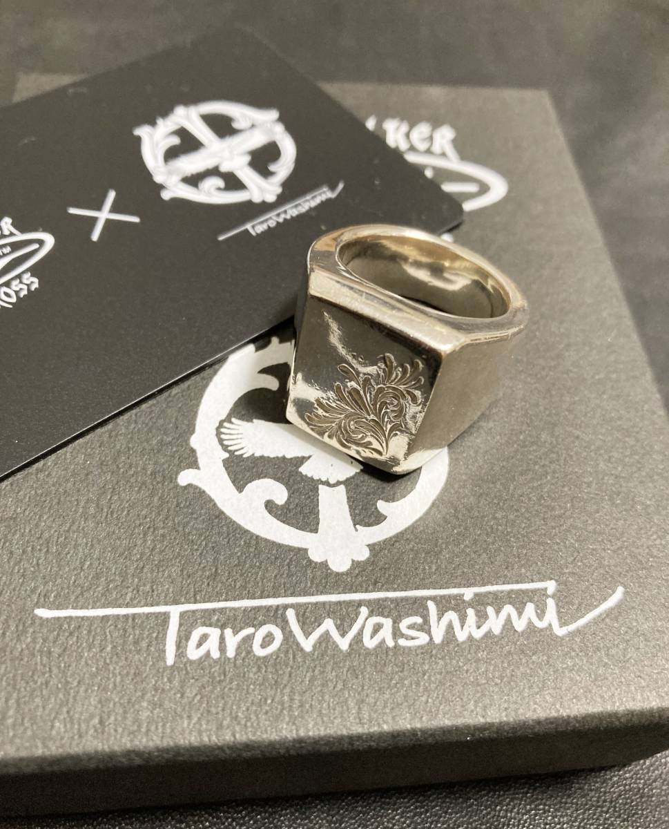 [Taro Washimi×TRAVIS WALKER] Canvas Ring w/ Arabesque 手打ち唐草彫り 印台 シルバーキャンバスリング 18号 30.2g SV925 鷲見 ...