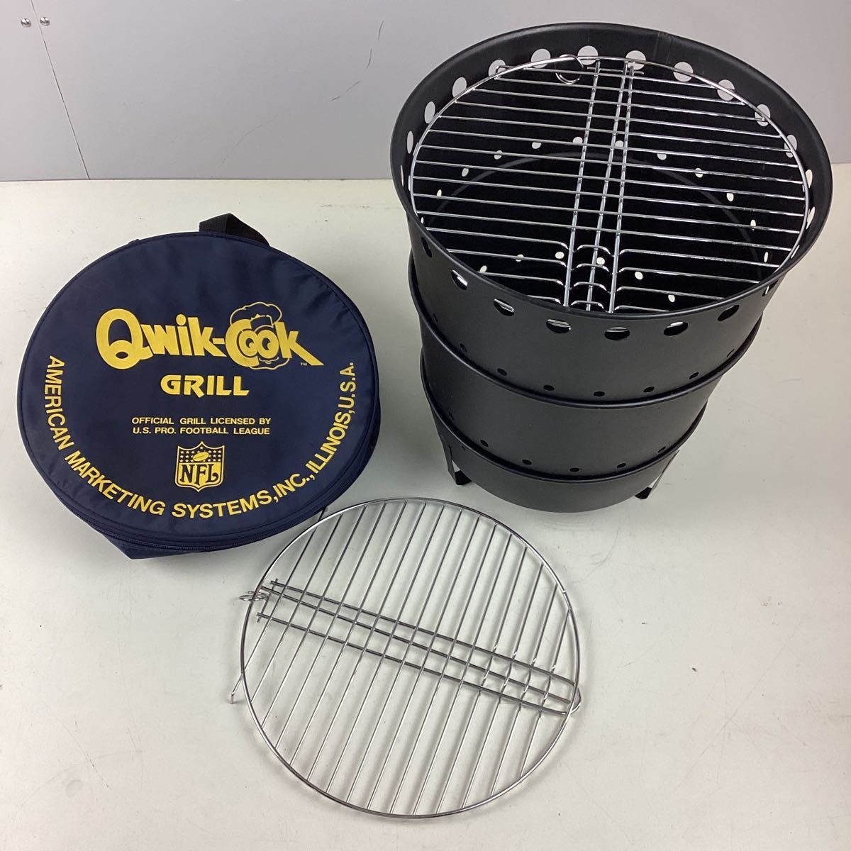 o3454 Qwik-Cook-GRILL バーベキューコンロ NFL ケース付き 焚き火台 炭火焼 キャンプ アウトドア 中古品 ...