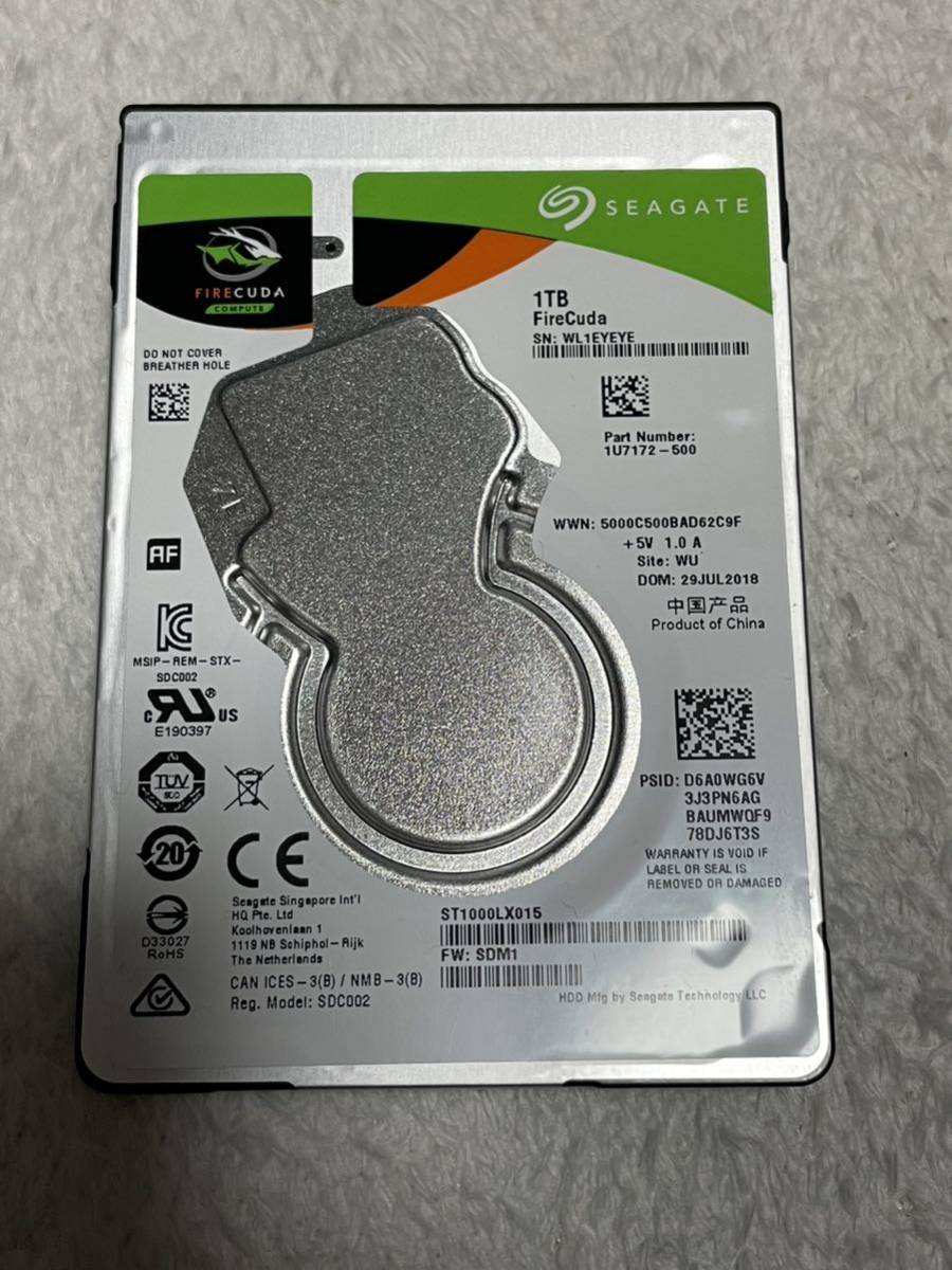 【538時間】Seagate ST1000LX015-1U7172 1000GB(1TB) HDD 2.5インチ 厚さ:7mm SATA ...