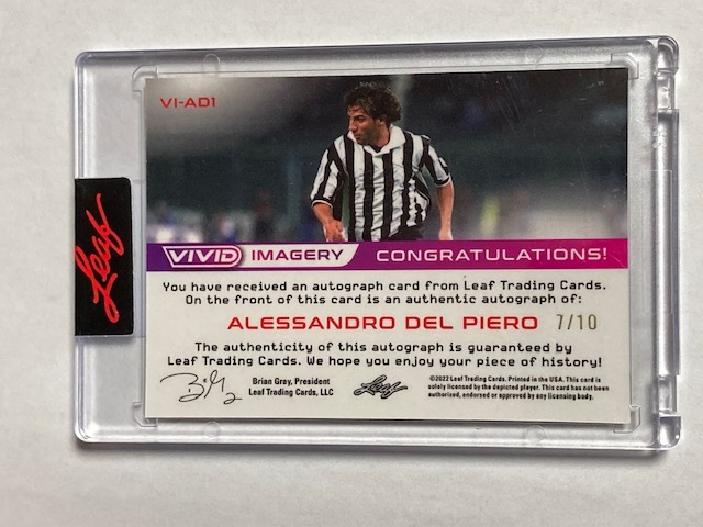2022-23 Leaf Vivid Soccer IMAGERY Autograph Alessandro Del Piero /10 直筆 ...