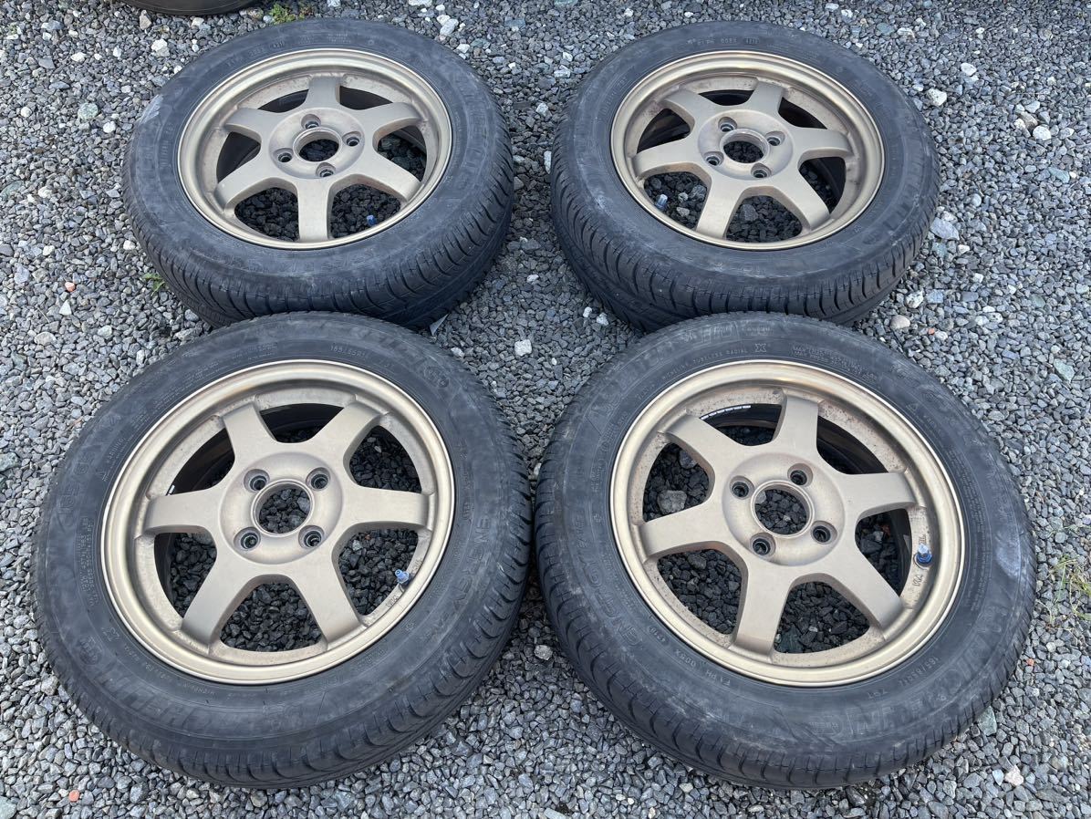 RAYS VOLK Racing TE37 ブロンズ 5J-14インチ OFFSET 45 PCD100-4H 4本 ミシュラン 165 ...
