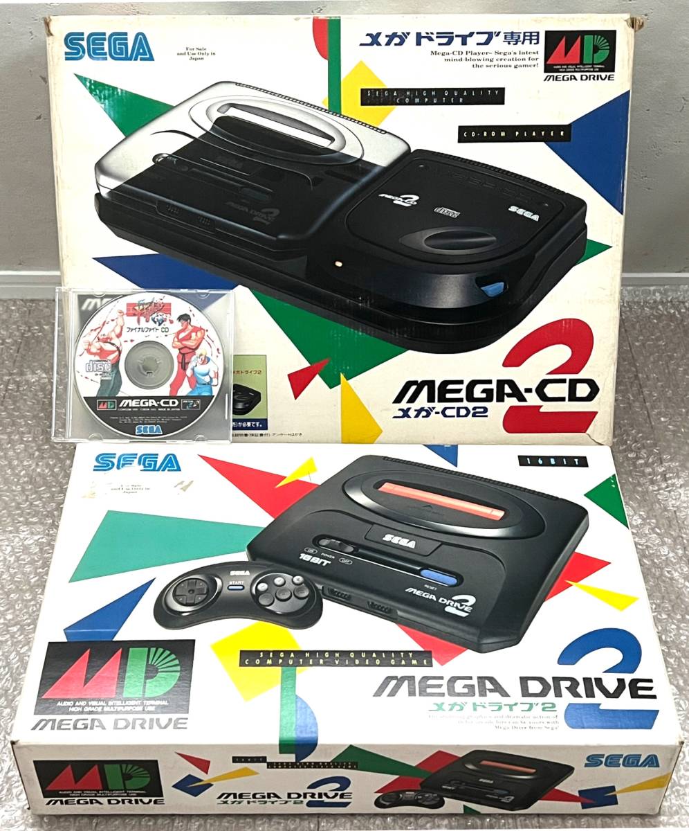 〈動作確認済み・箱説付属〉メガドライブ2 本体 HAA-2502＋メガCD2 HAA-2912＋ファイナルファイトCD SEGA MEGA DRIVE2 MEGA-CD2 /【Buyee ...