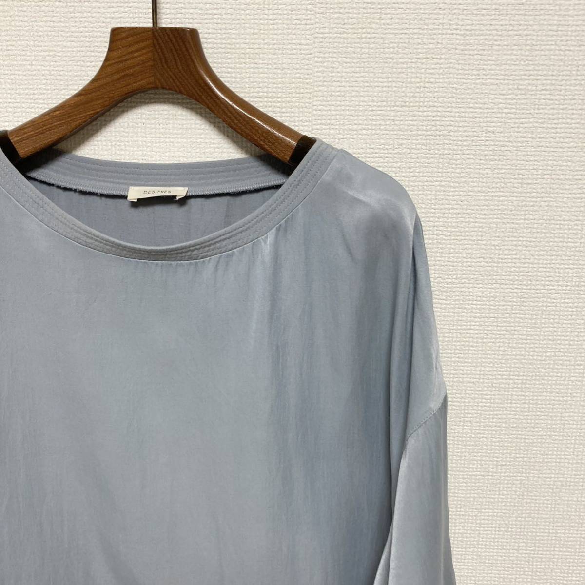 22ss 美品 DES PRES デプレ ソフトサテン ワイド ブラウス グレー 36 S リネン混 トゥモローランド ワイドシルエット 微光沢 定23,100円 /【Buyee】