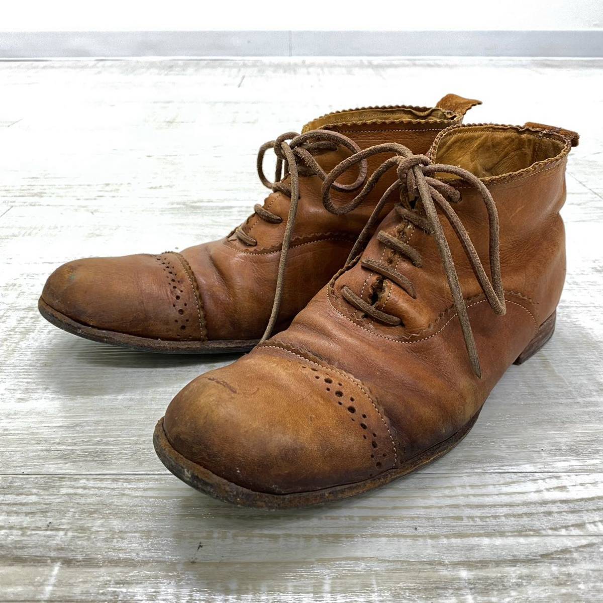 名作 Paul Harnden ポールハーデン PH LEATHER BOOTS レースアップ レザー ブーツ 加工 HANDMADE IN ENGLAND サイズ 6 (71 /【Buyee ...