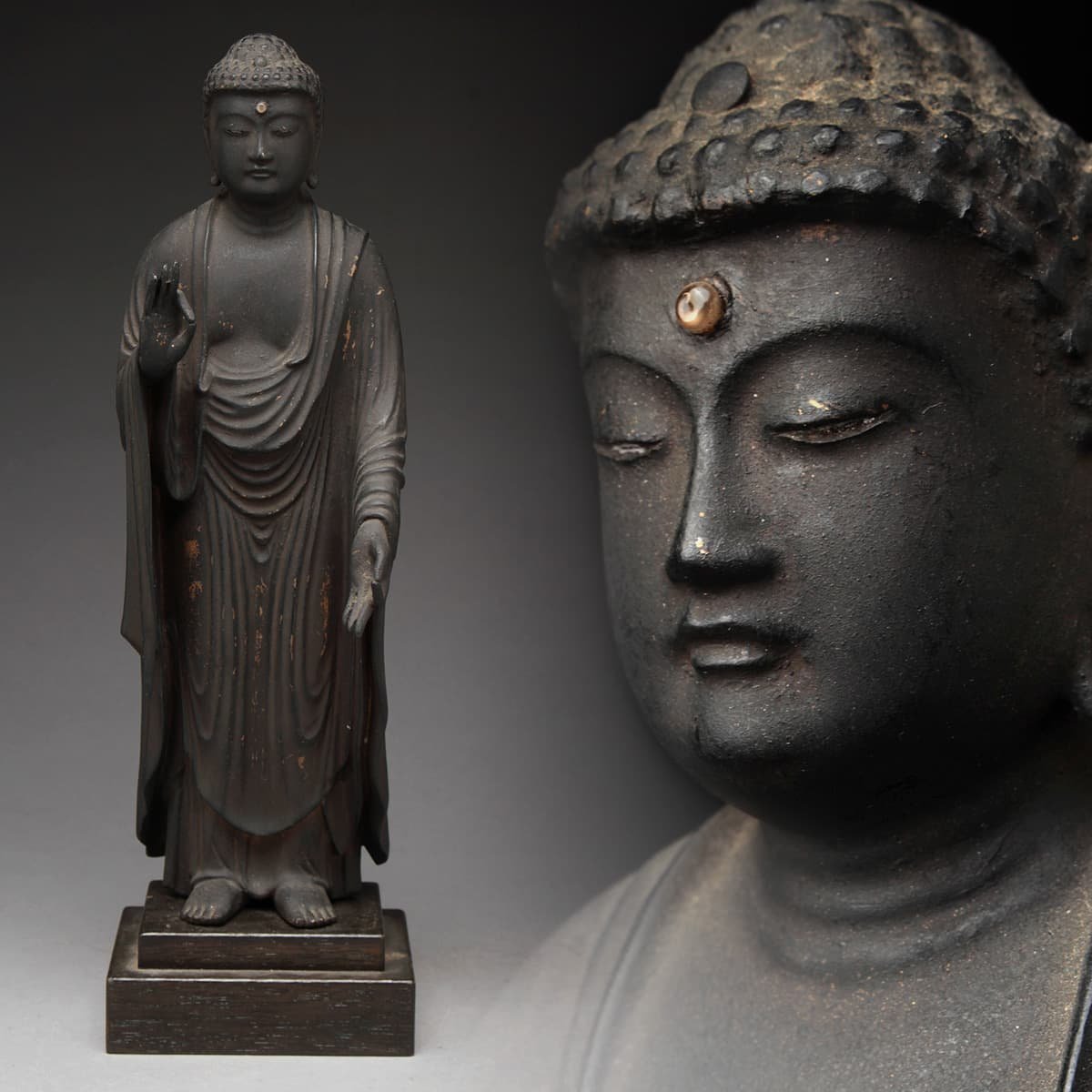 EL731 時代 仏教美術 木造阿弥陀如来立像 高33cm 重495g・木雕阿彌陀佛像・古仏・時代仏 仏像彫刻 /【Buyee】 Buyee - Japanese Proxy Service ...