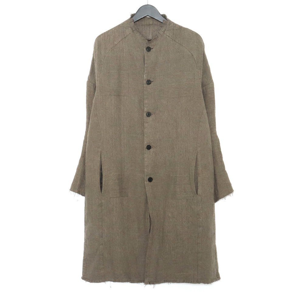 定価82500円 DEVOA 22SS Coat Silk linen Crazy check サイズ2 Beige Gray CTK-CSS デヴォア リネン コート /【Buyee ...