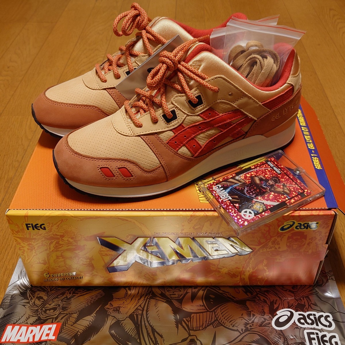 世界限定2500足 Gambit ASICS GEL-LYTE III Remastered 26.5cm Kith × Marvel X ...