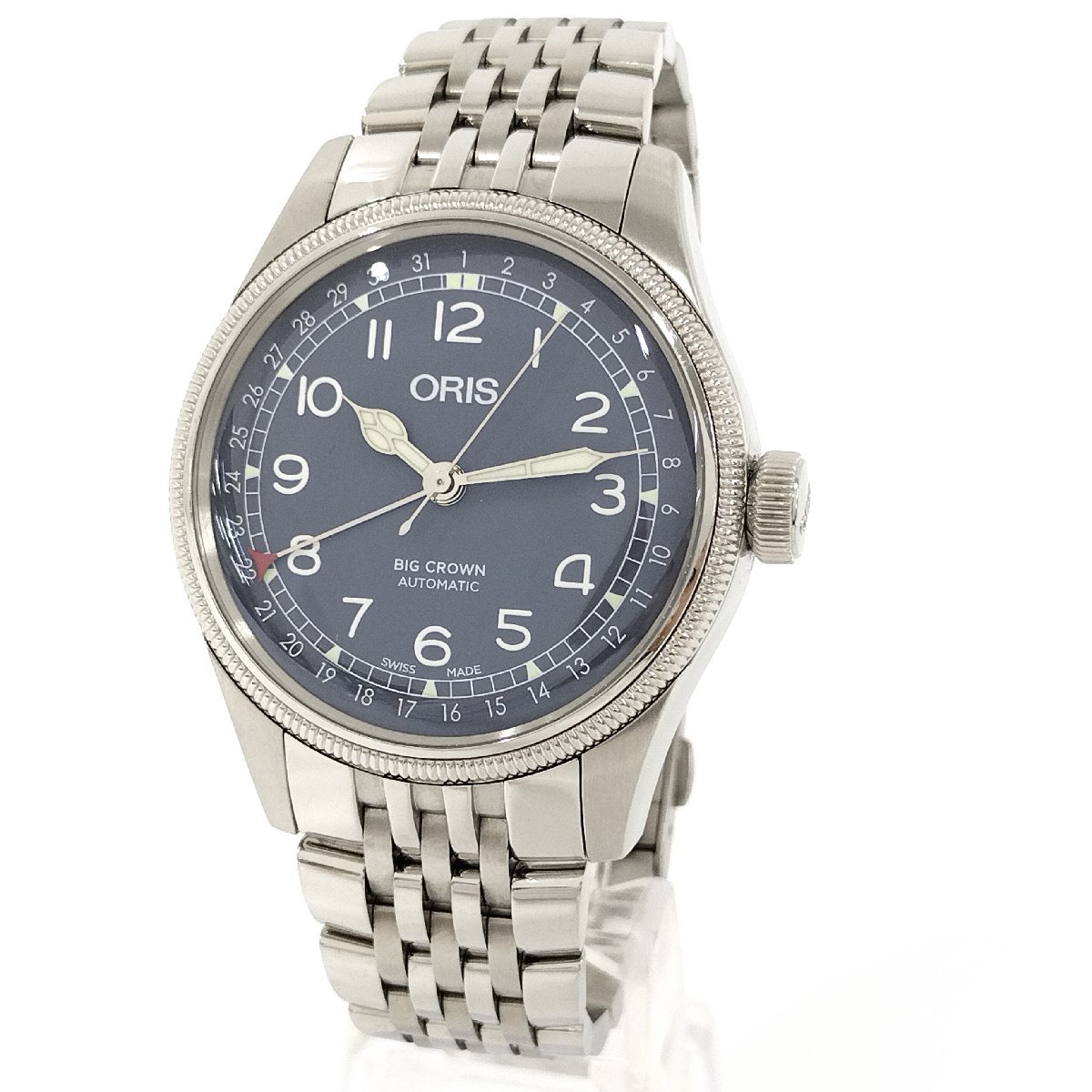 ORIS オリス ビッグクラウン 7741 メンズ 腕時計 ブルー文字盤 自動巻き ポインターデイト 中古[ne]u353 /【Buyee ...