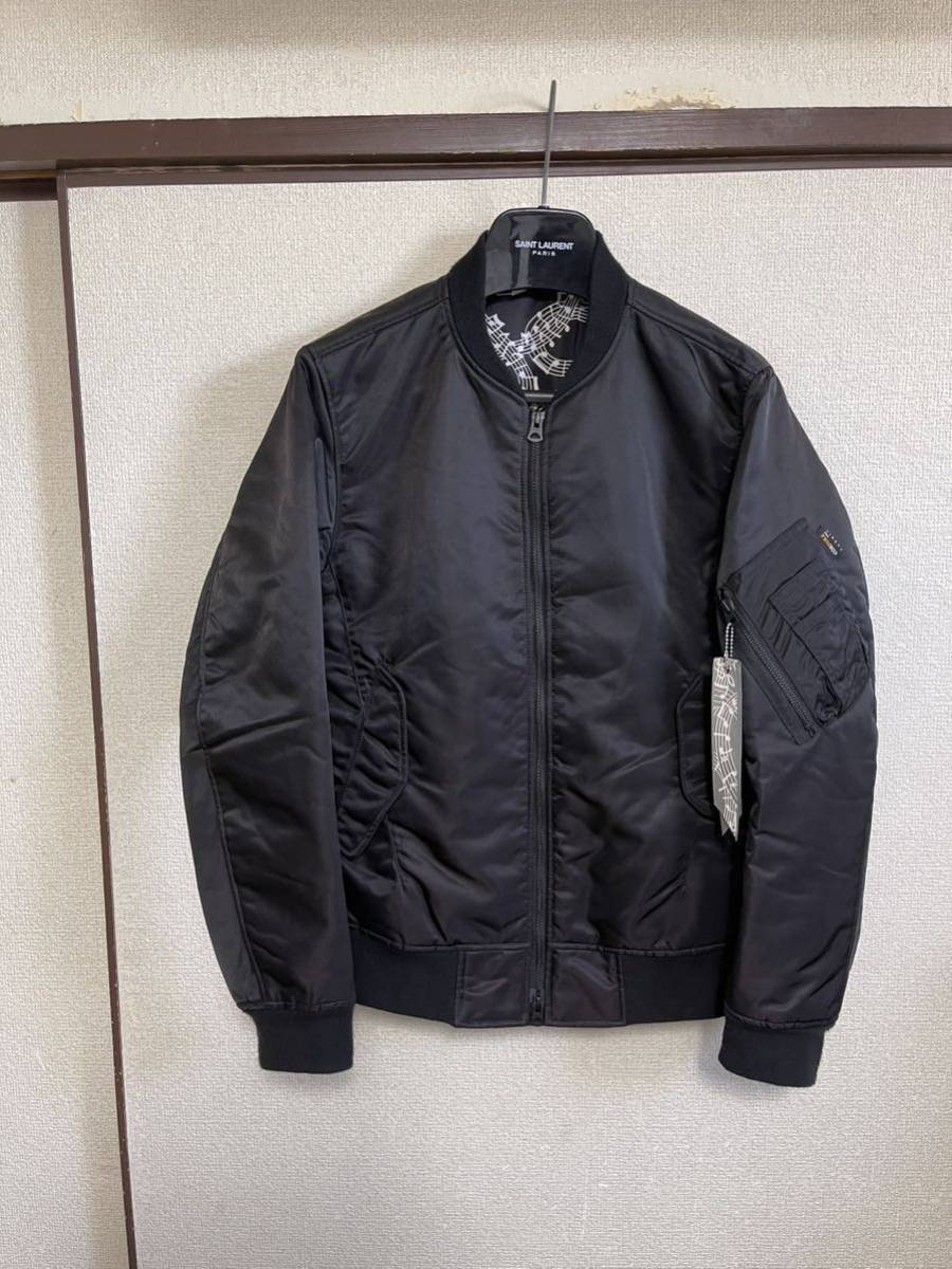 【良品】 【中綿入りで保温性良好】 NUMBER NINE STUDIOUS ナンバーナイン 音符MA-1 ブルゾン ジャケット BLACK ...