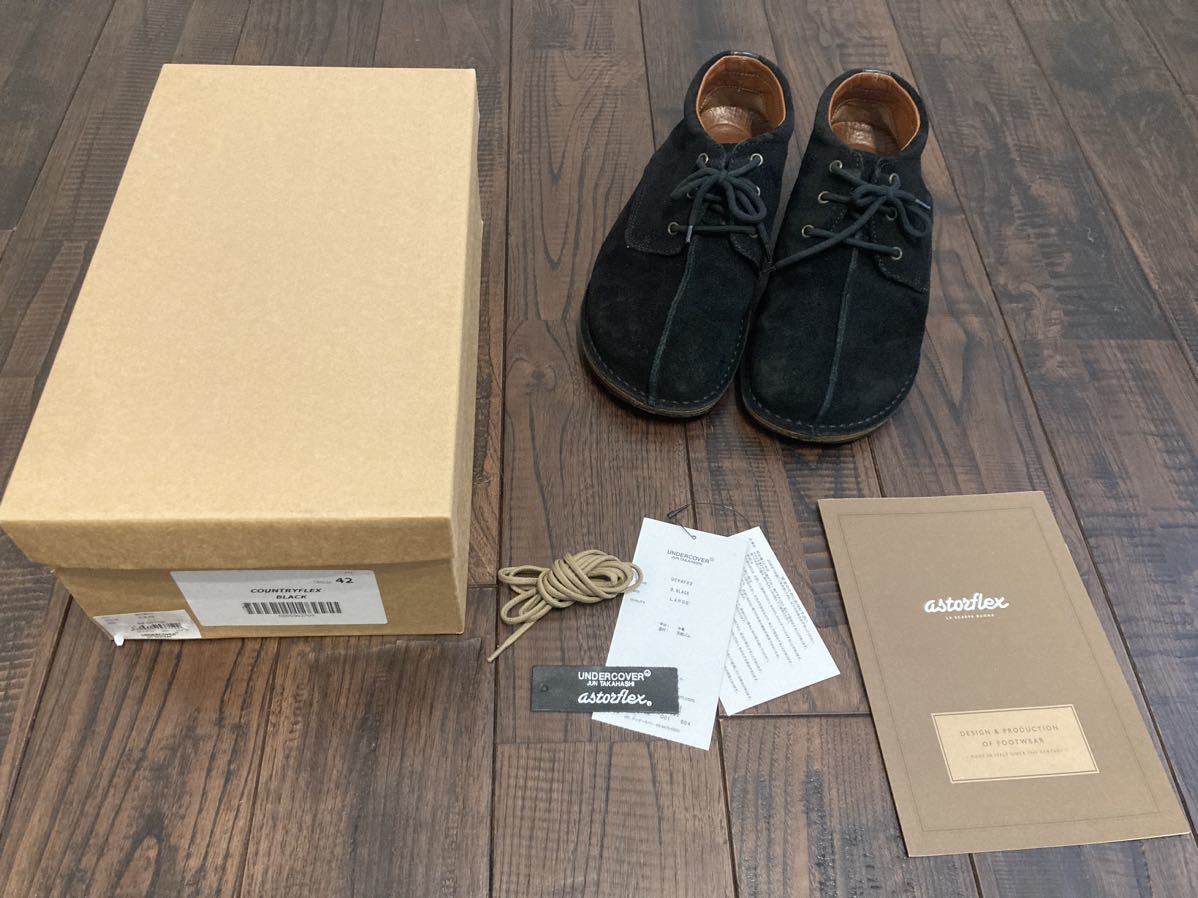 UNDERCOVER アンダーカバー×Astorflex 18AW スウェード デザートブーツ 42 L 黒 牛革 Country Flex ...