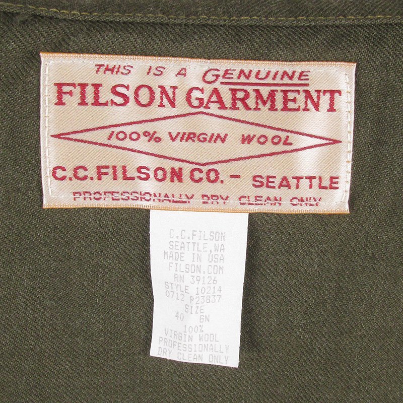 AJ22516 FILSON フィルソン Forestry Cloth Cruiser フォレストリークロス クルーザージャケット 1897着 ...